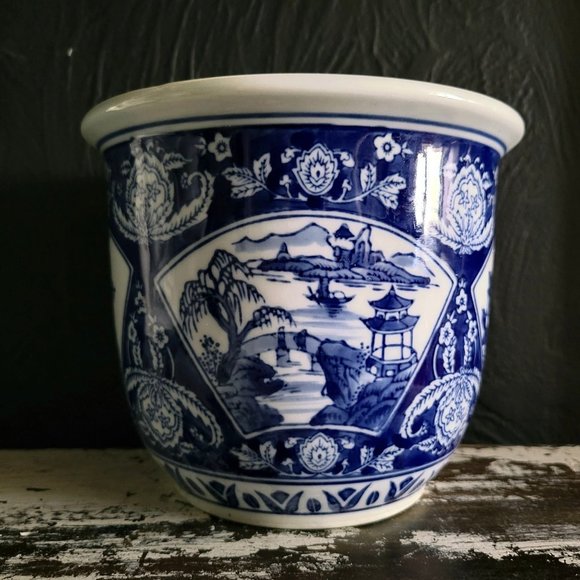Unbranded | Accents | Vintage Blue And White Chinoiserie Cachepot Blue ...